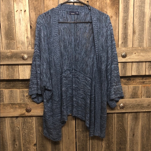 Basic Editions | Sweaters | Basic Editions Blue Openfront Sweater ...